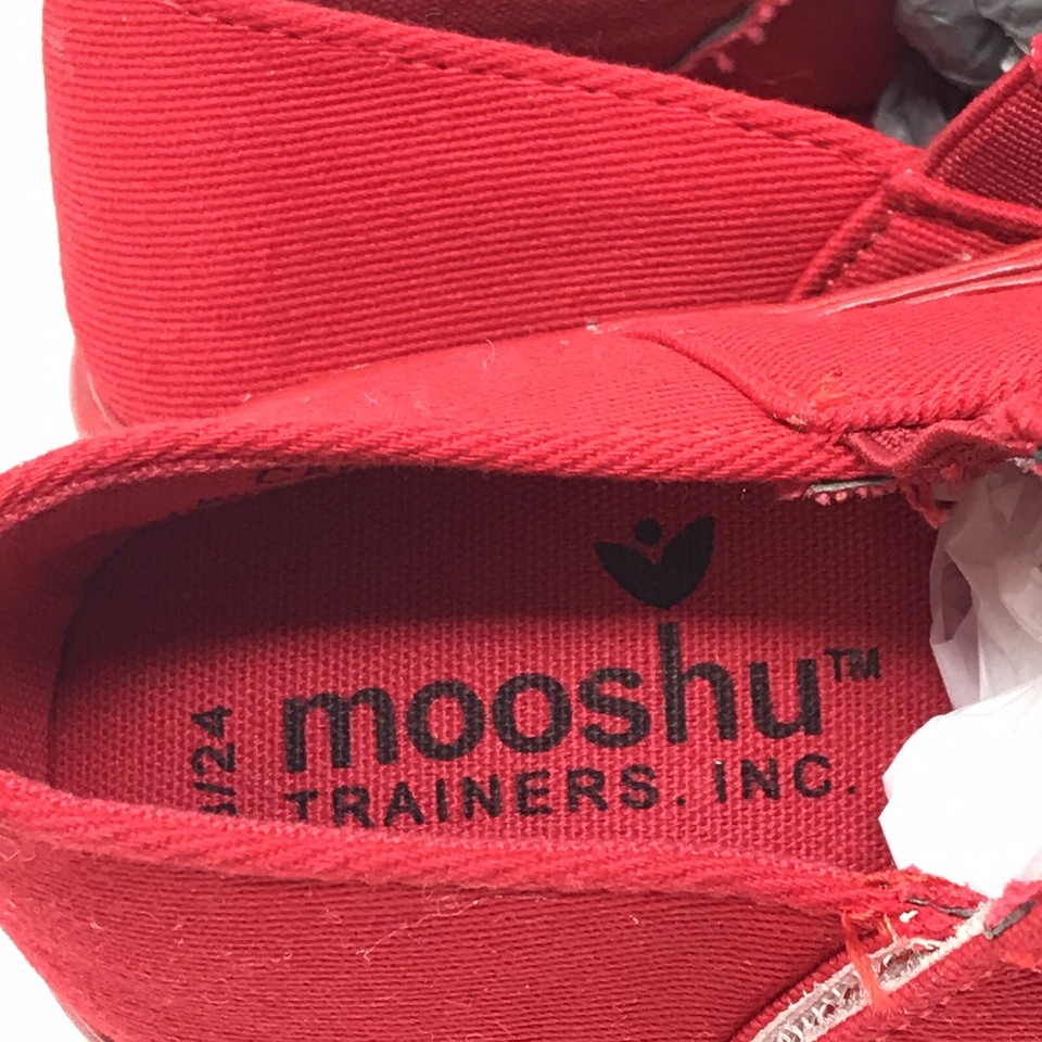 Mooshu Trainer Shoes Sawyer Red Slip On Squeaky Hook Loop Toddler Boy ...