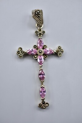 Sparkling Cross Pendant Only Silver Cross Pink Rhinestone Crystal ...