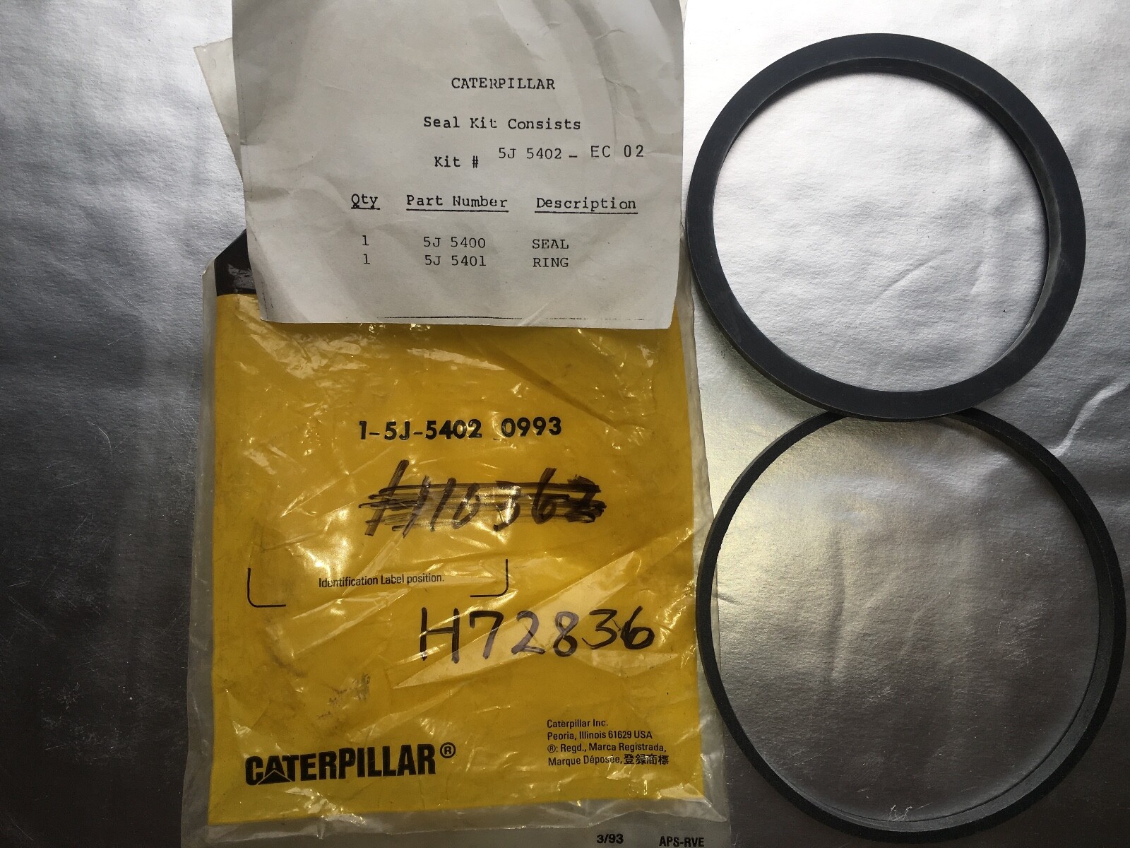 CAT Seal & Ring Pt# 5J-5402 Caterpillar ++------------------------- OEM ...