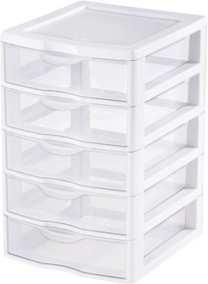 5 Drawer Tower Plastic Organizer Storage Office Cabinet Box Furniture ...