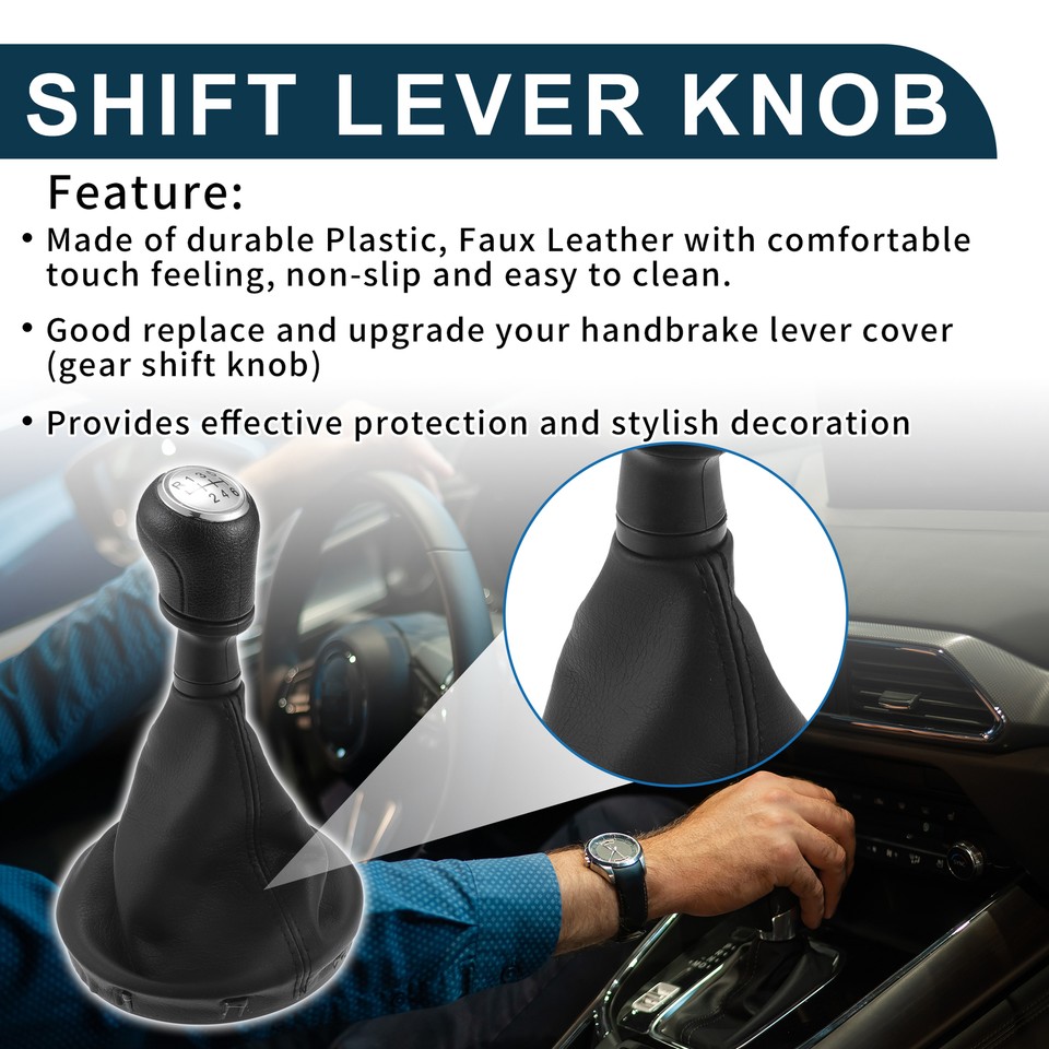 6 Speed Manual Gear Shift Knob with Cover for VW Transporter T5 T6 Faux ...