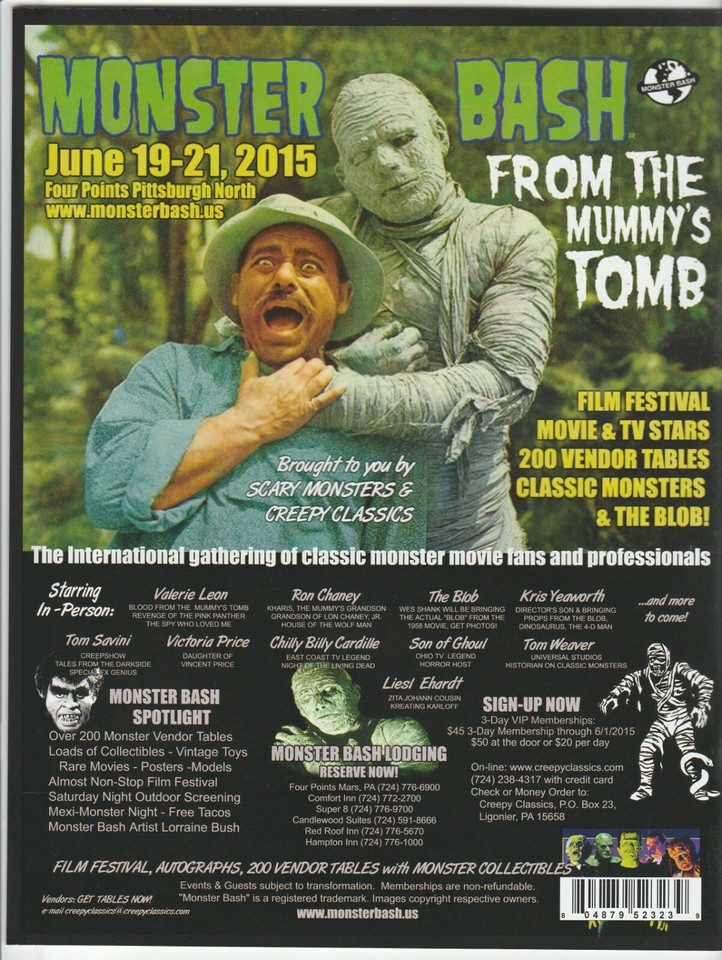 MONSTER BASH MAGAZINE #24 2015 NM 9.4 UNREAD CREEPY CLASSICS THIS ...