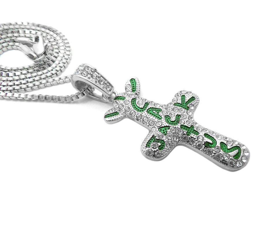 Hip Hop Travis Scott Cactus Jack Cross & 18" ~ 24" Cuban Rope Box Chain ...