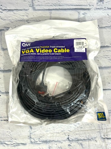 QVS VGA Video Cable High Performance Triple Shielded 100 ft (CC388M1) HD15 M/M | eBay