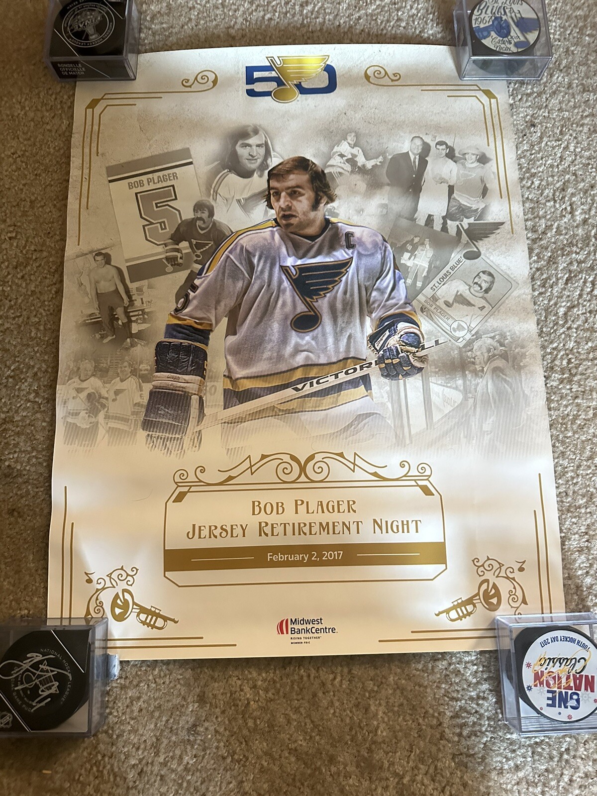 Bob Plager Jersey Retirement Night Poster St. Louis Blues RARE! | eBay
