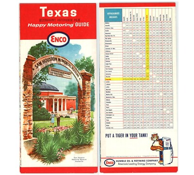 Vintage 1965 Texas Road Map – Humble Oil & Refining (Enco) | eBay