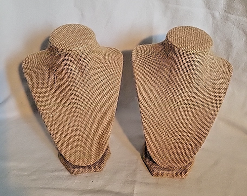 2 Burlap Linen Necklace Display Mannequin Showcase Jewelry Bust 9.5 ...