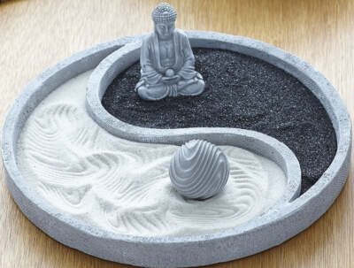 Yin Yang Textured Cement Zen Garden Plate Planter Zen Garden, Desktop ...