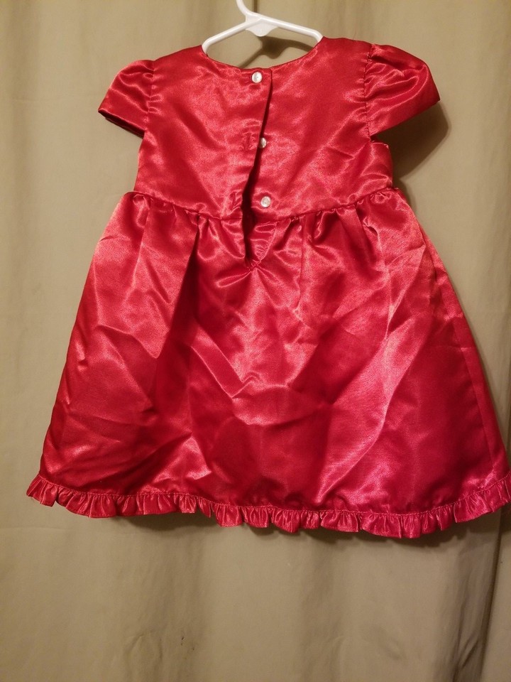 Chaps - Red Satin Dress with Rhinestone Accented Rose Size 9M IR11 | eBay