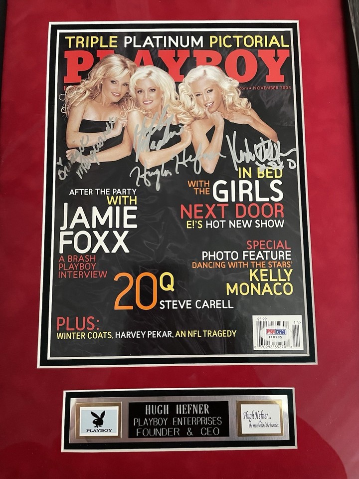 Hugh Hefner & The Girls Next Door Signed November 2005 Playboy Magazine ...