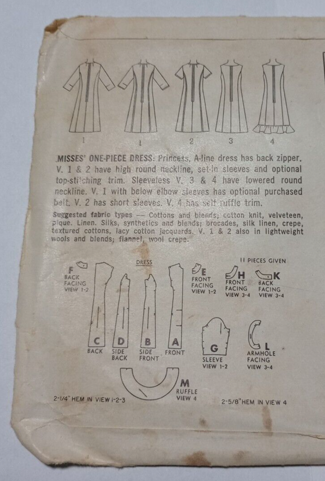 Simplicity 6492 Sewing Pattern VTG 1960s Princess Seam A-Line Dresses ...