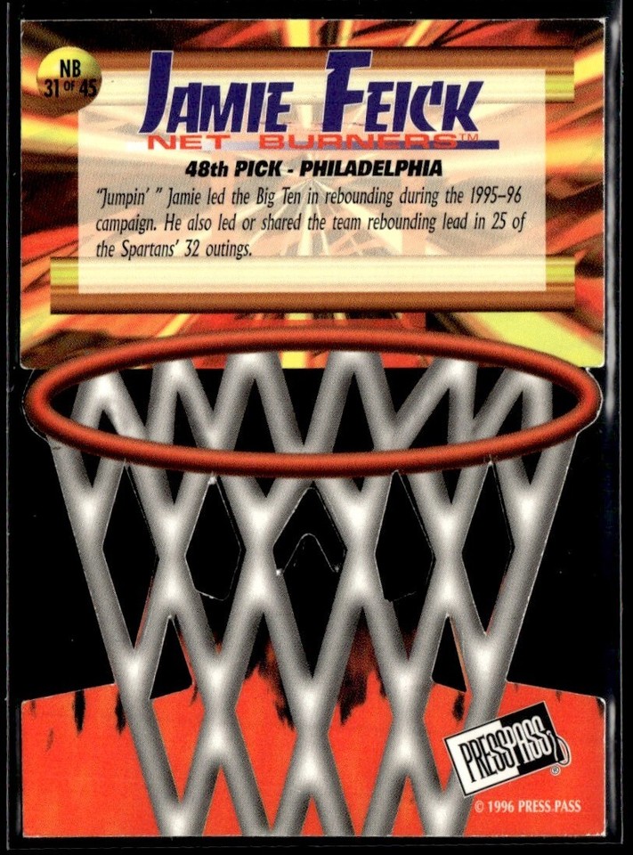 1996-97 Press Pass Net Burners Jamie Feick Michigan State Spartans # ...