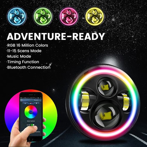 Pair 7" Inch RGB LED Headlights Halo Angel Eye for Chevy C10 Pickup ...