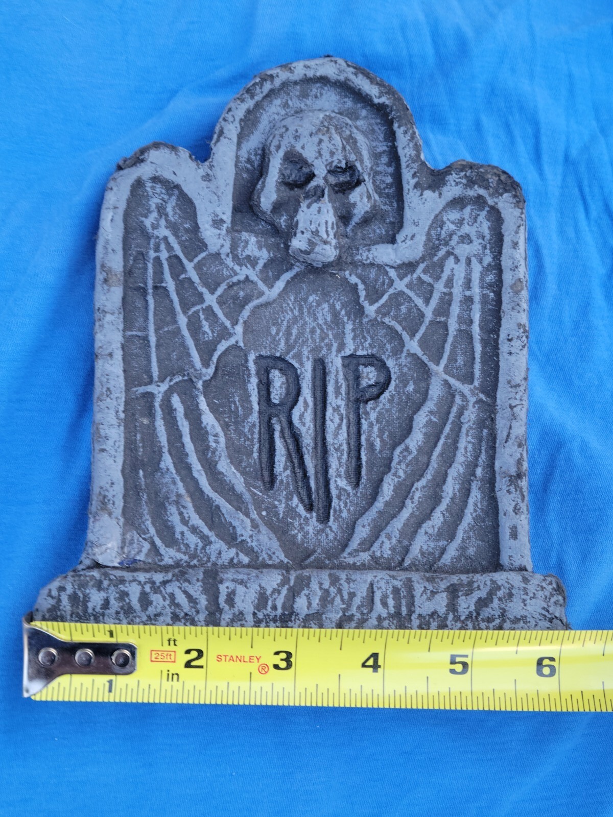 Vintage Style Paper Mache Halloween Tombstone Headstone 7.5" Skull RIP ...