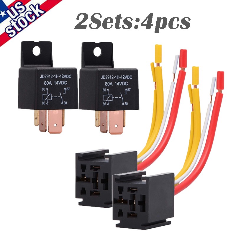 2/4 sets Car Relay 12V 80A SPST 4-pin Heavy Duty Relay Car DC Normal ...