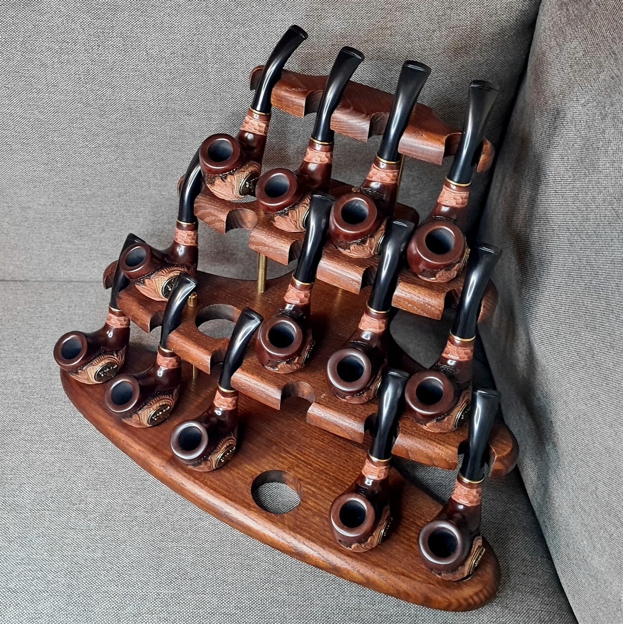 Pipe Stand for 15 Smoking Bowls - Wooden Pipe Holder - Tobacco Pipe ...