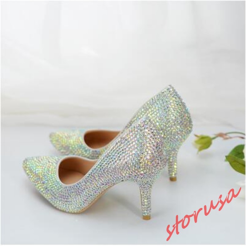 Womens Crystal Wedding Shoes Platform High Heels Bridal Shoes ...