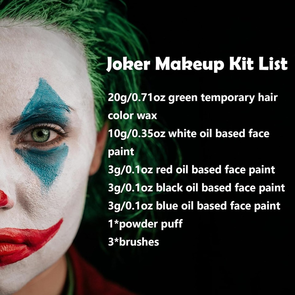 Christmas Joker Clown Makeup Kit - Joker Make Up Kit Includes White Red ...