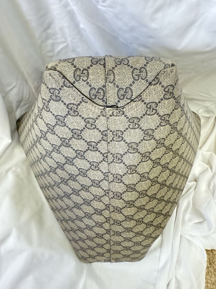 Gucci GG Supreme Reversible Tote Bag Shoulder PVC Leather Beige Red ...