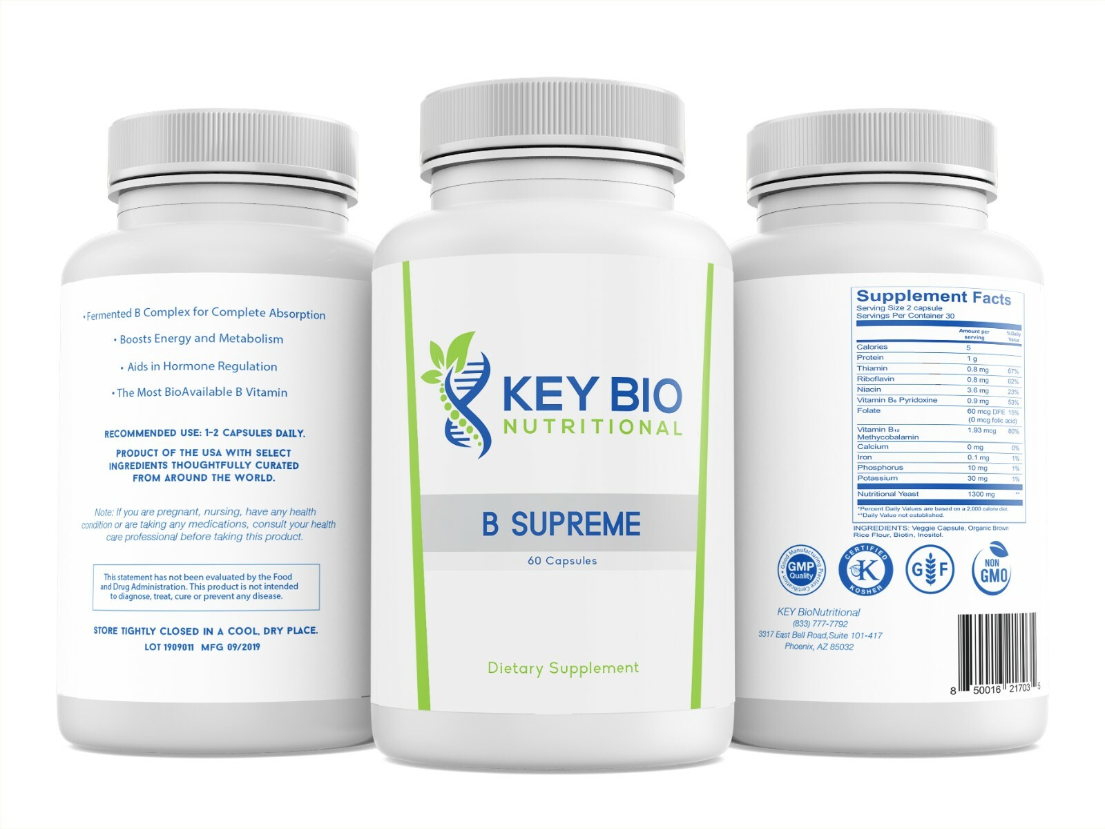 B Supreme Fermented All-Natural B Vitamin Complex 60 Capsules High ...