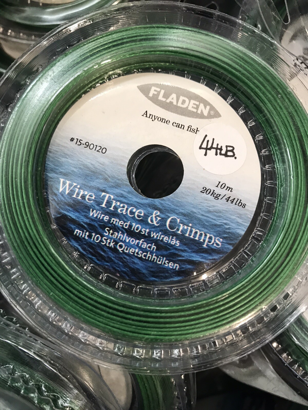 x10 fishing Trace Wire 10m spools 44lb Nylon Coated 7 Strand + Crimps ...