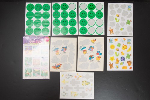 Vtg Hallmark Stickers Lot 1980s 90s Green Smile Cartoon Birds Animals ...