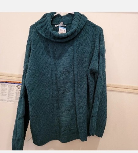 Seven7 Womens Deep Teal Chenille Cowl Neck Knitted Pullover Sweater ...
