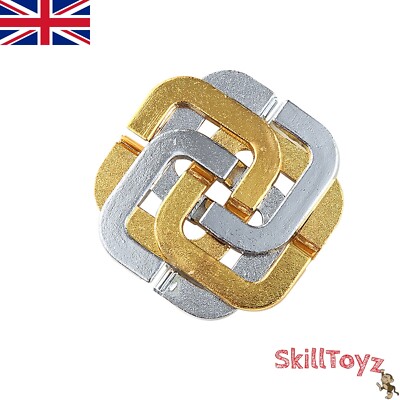 Skilltoyz IQ Cast Metal Puzzle Classic 3D Brain Teaser 4 Leaf Clover ...