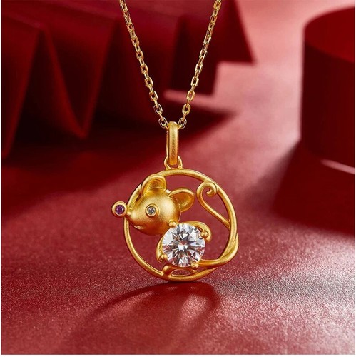2Ct Round Cut Simulated Diamond Amazing Rat Shape Pendant 14k Yellow ...