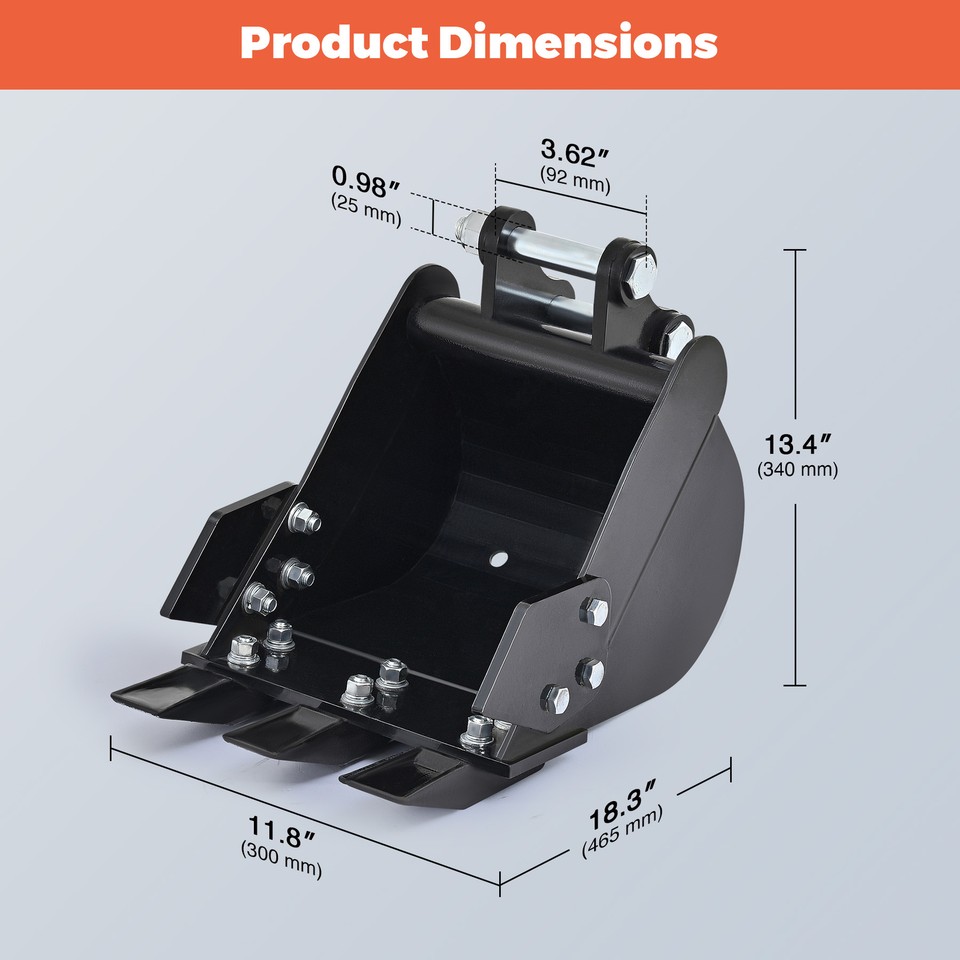 300mm Narrow Bucket For Mini Excavator Attachment with Teeth 12" Trench ...