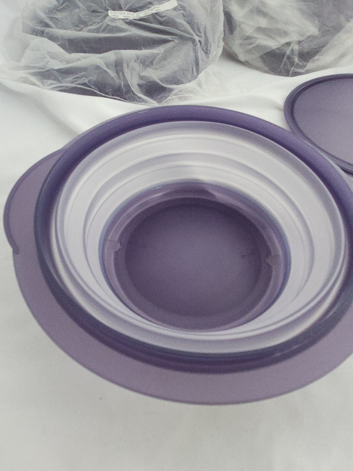 NEW Tupperware- Flat Out Expandable Container 4-Cup / 950ml Purple SET ...