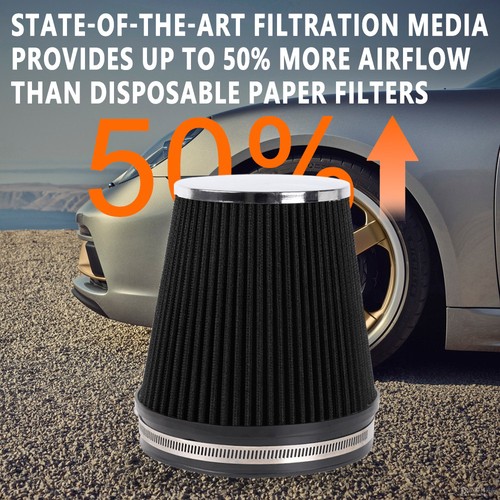 BLACK Short 6" 152mm Inlet Truck Air Intake Cone Replacement Dry Air ...