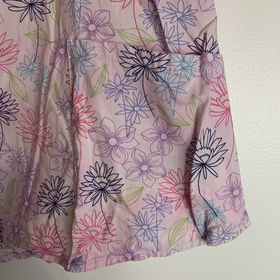 SB Scrubs Multi-Color Floral V-Neck Scrub Top Medical Uniform Large | eBay