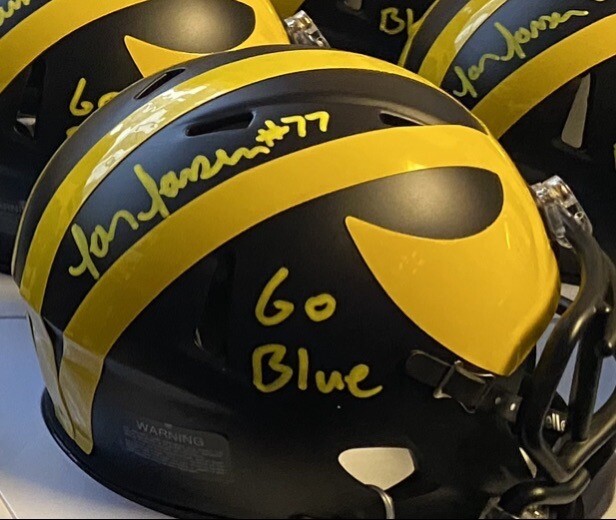 Jon Jansen Signed Mini Helmet - Michigan Go Blue Inscription | eBay
