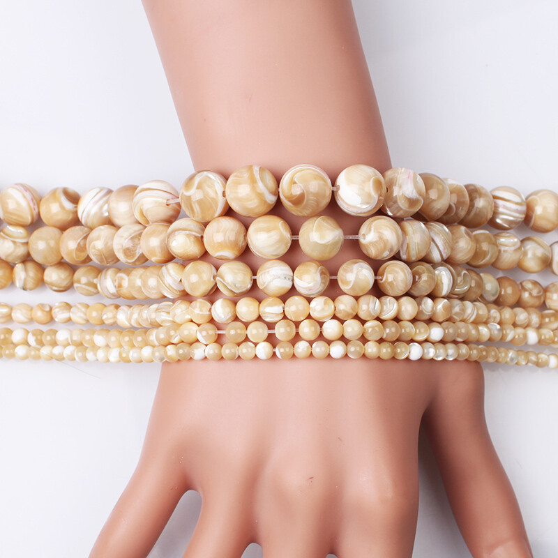 Natural Brown Trochus Shell Beads Sea Shell 4 5 6 8 10 12mm Round Bead ...