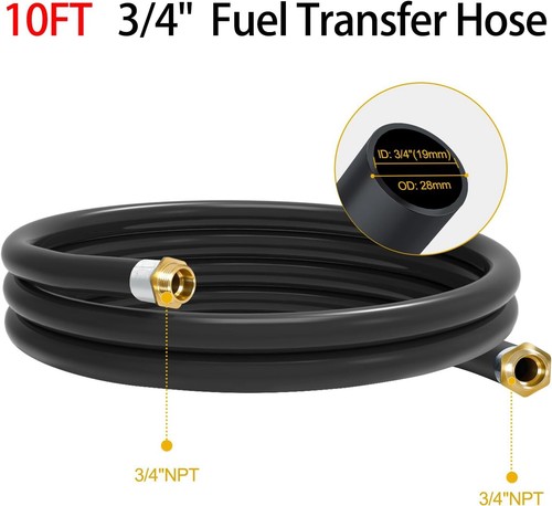 10FT 3/4" Fuel Transfer Hose for Dispensing Gasoline Diesel Kerosene ...