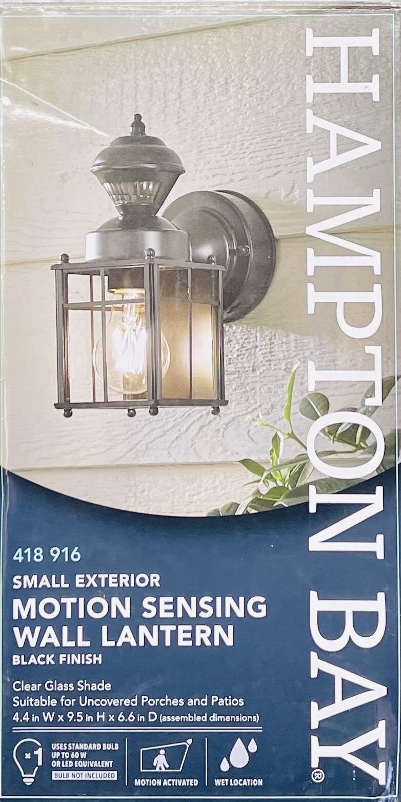 Hampton Bay Motion Sensing Exterior Wall Lantern Black 418 916 for sale ...