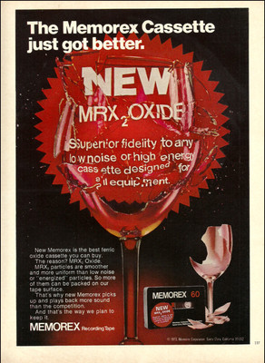 1973 vintage AD, MEMOREX Cassette Tapes with MRX Oxcide, music ...