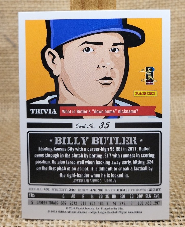 2012 Panini Triple Play Billy Butler Baseball Card #35 Royals A1 | eBay
