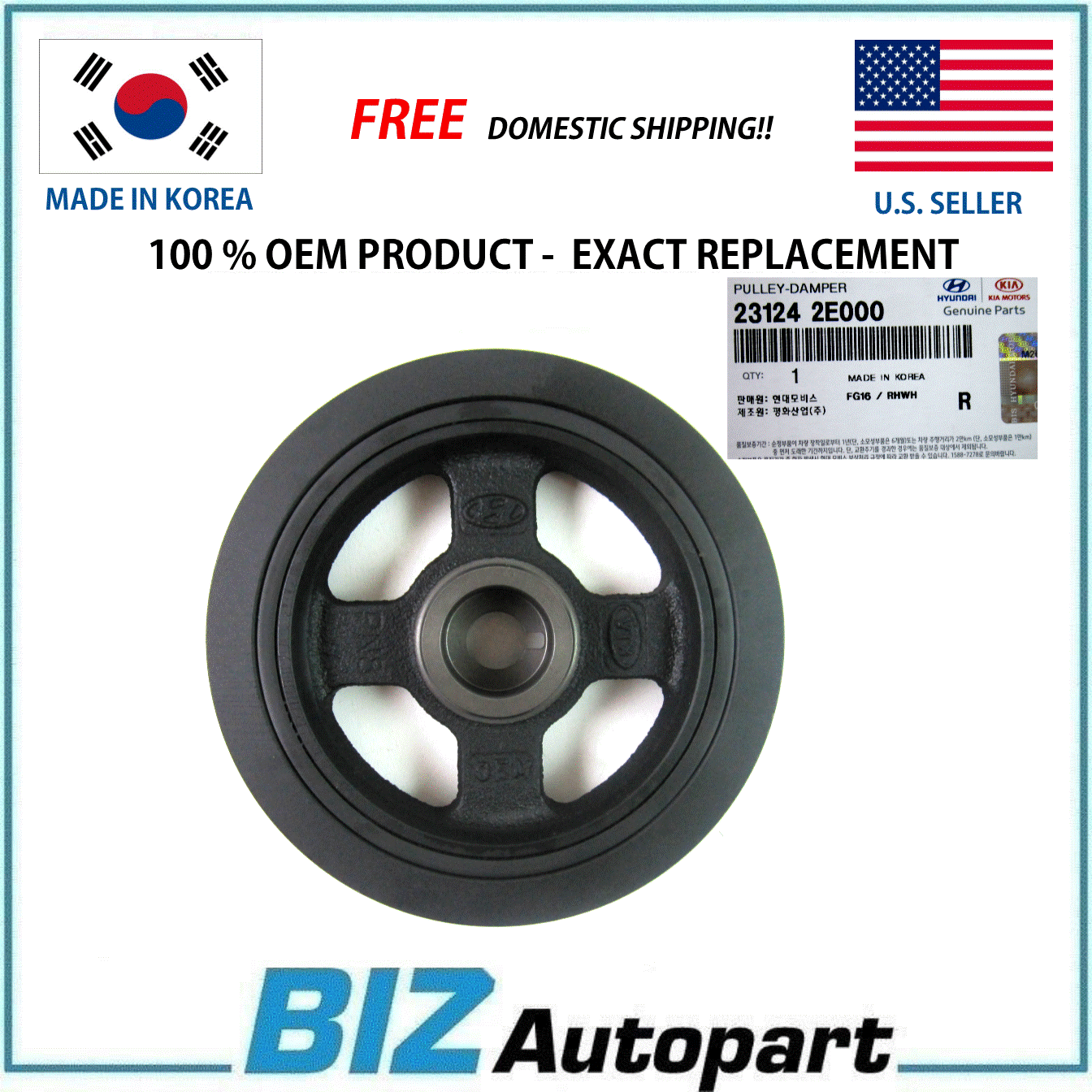 GENUINE ! CRANKSHAFT DAMPER PULLEY 11-20 HYUNDAI 12-18 KIA 1.8L 2.0L ...