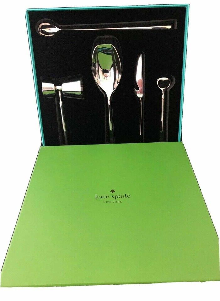 Kate Spade Malmo 18/10 Stainless Steel 5 Piece Bar Tool Set Barware new ...