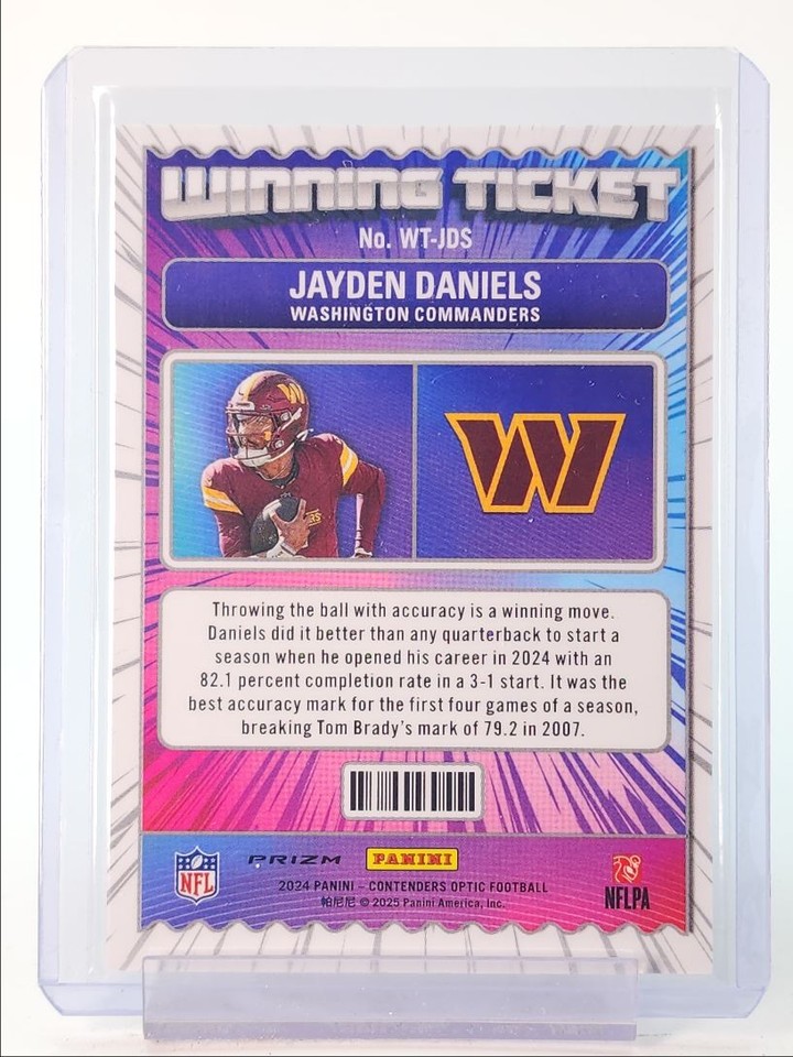 JAYDEN DANIELS 2024 CONTENDERS OPTIC WINNING TICKET ROOKIE SILVER Q4172 ...