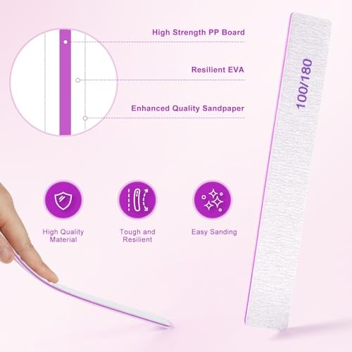 Nail Files (18 Pack), 100/180 Grit Double Sided 18 Pcs 100/180 Grit ...