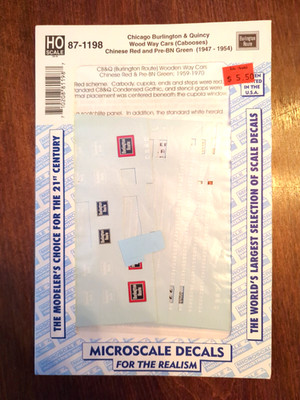 Vintage Microscale Decals No 87-1198 CB&Q Wood Way Cars Cabooses '47 ...