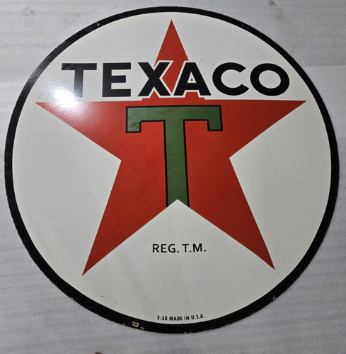 LARGE TEXACO PORCELAIN ENAMEL SIGN 48"INCHES DOUBLE SIDED | eBay