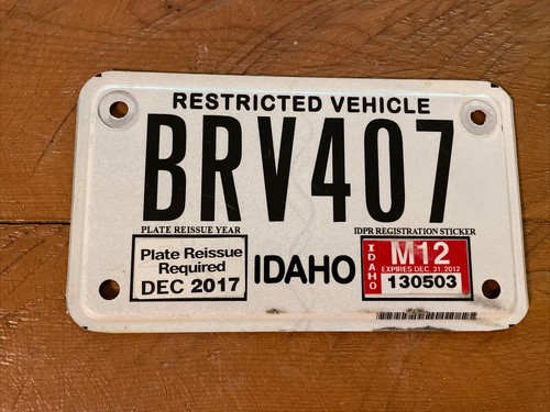 2012 Idaho Restricted Vehicle License Plate (BRV407) 2017 Reissue | eBay