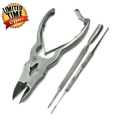 PODIATRIST HEAVY DUTY THICK TOE NAIL CUTTER TRIMMER NAIL FILE + PUSHER ...
