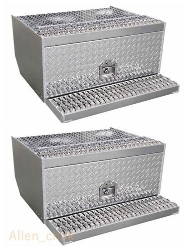 2PCS Aluminum Toolbox Chain Tool box Step 30"W For Peterbilt 379 359 ...