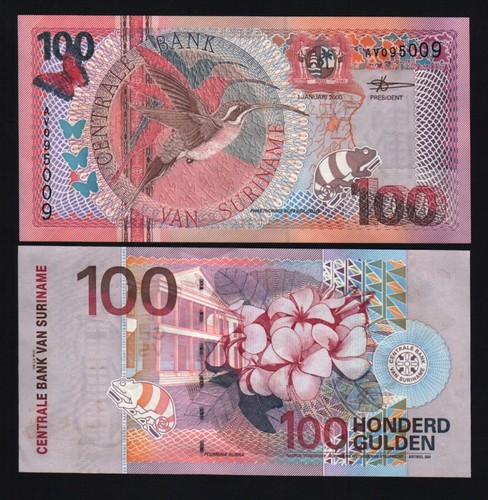 Suriname 100 GULDEN P-149 2000 Millennium BIRD UNC World Currency BILL ...