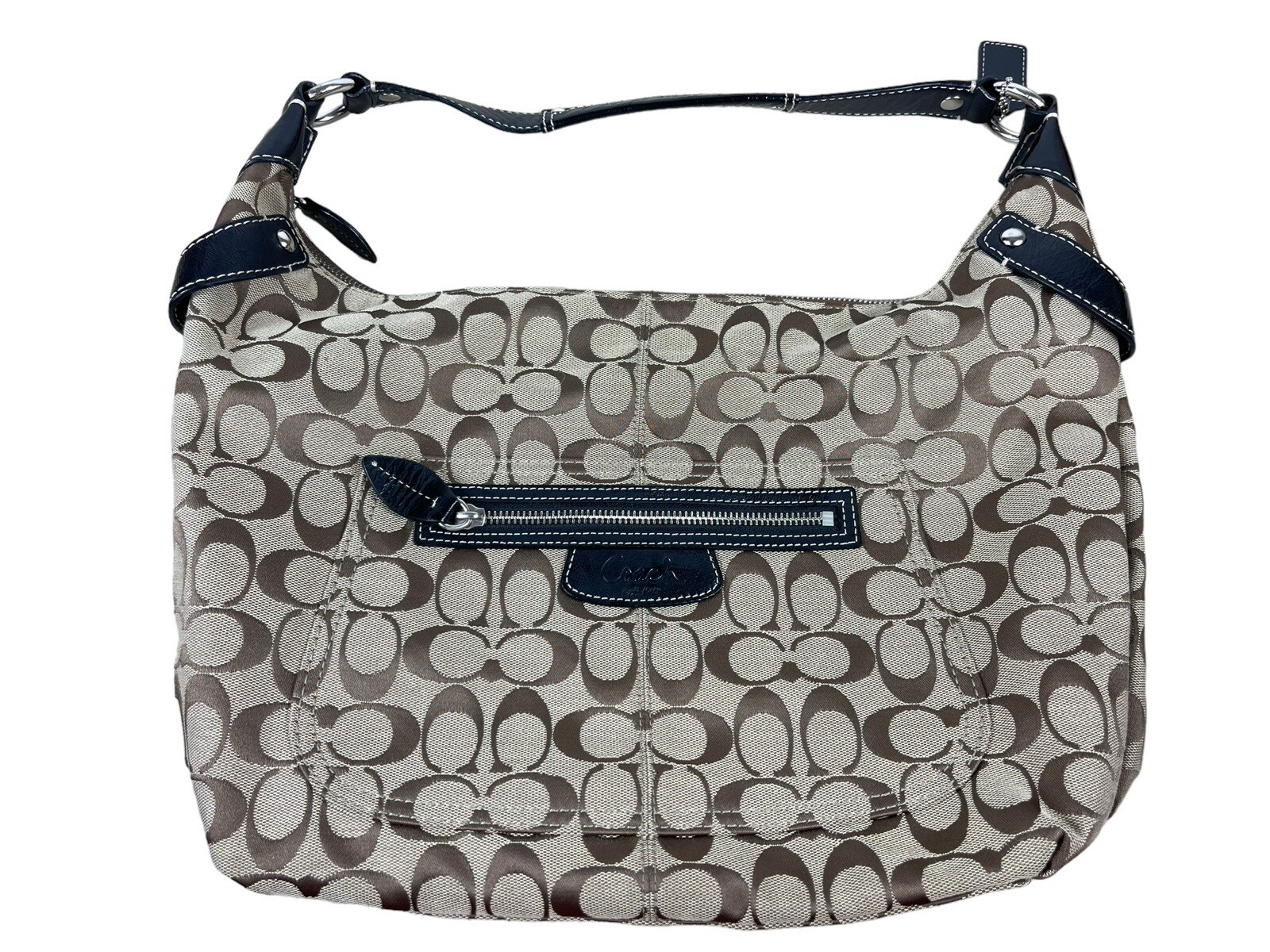 Coach Signature Soho Brown Logo Black Leather Handles… - Gem